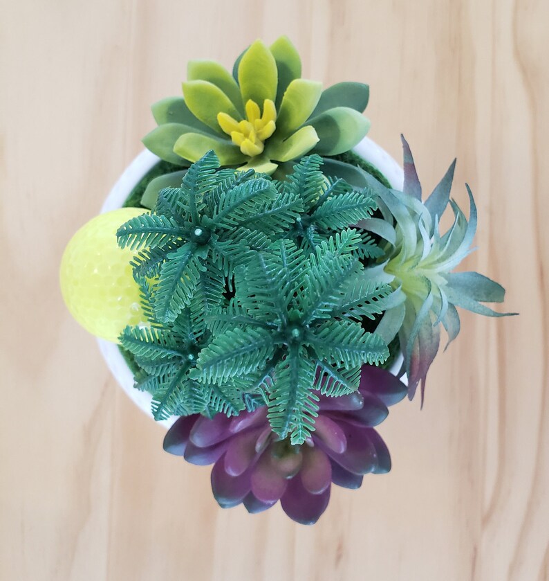 Golf Ball Ceramic Pot With Faux Succulents Golf Ball Planter - Etsy