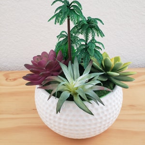 Golf Ball Ceramic Pot With Faux Succulents Golf Ball Planter - Etsy