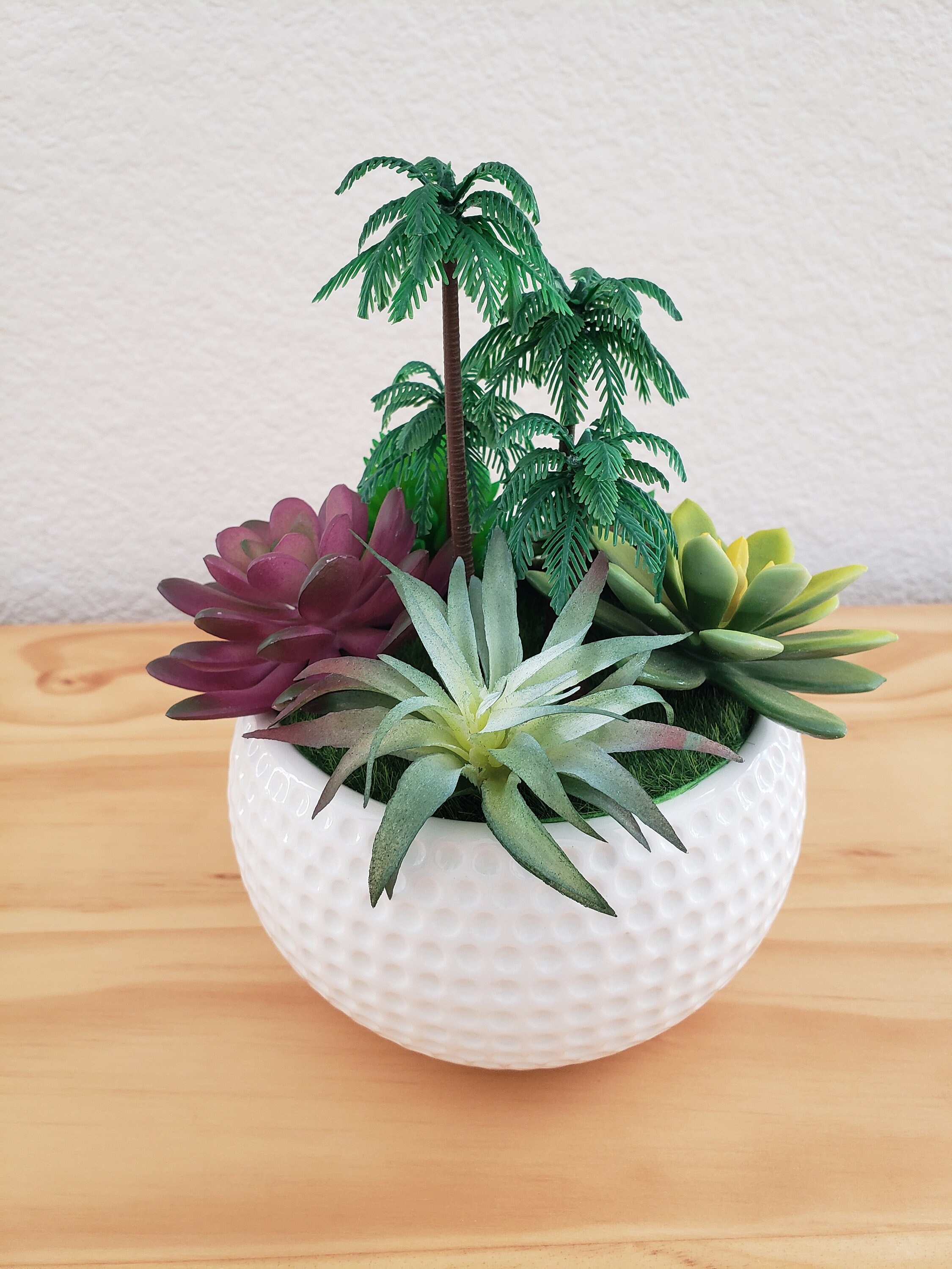 Golf Ball Ceramic Pot With Faux Succulents Golf Ball Planter - Etsy