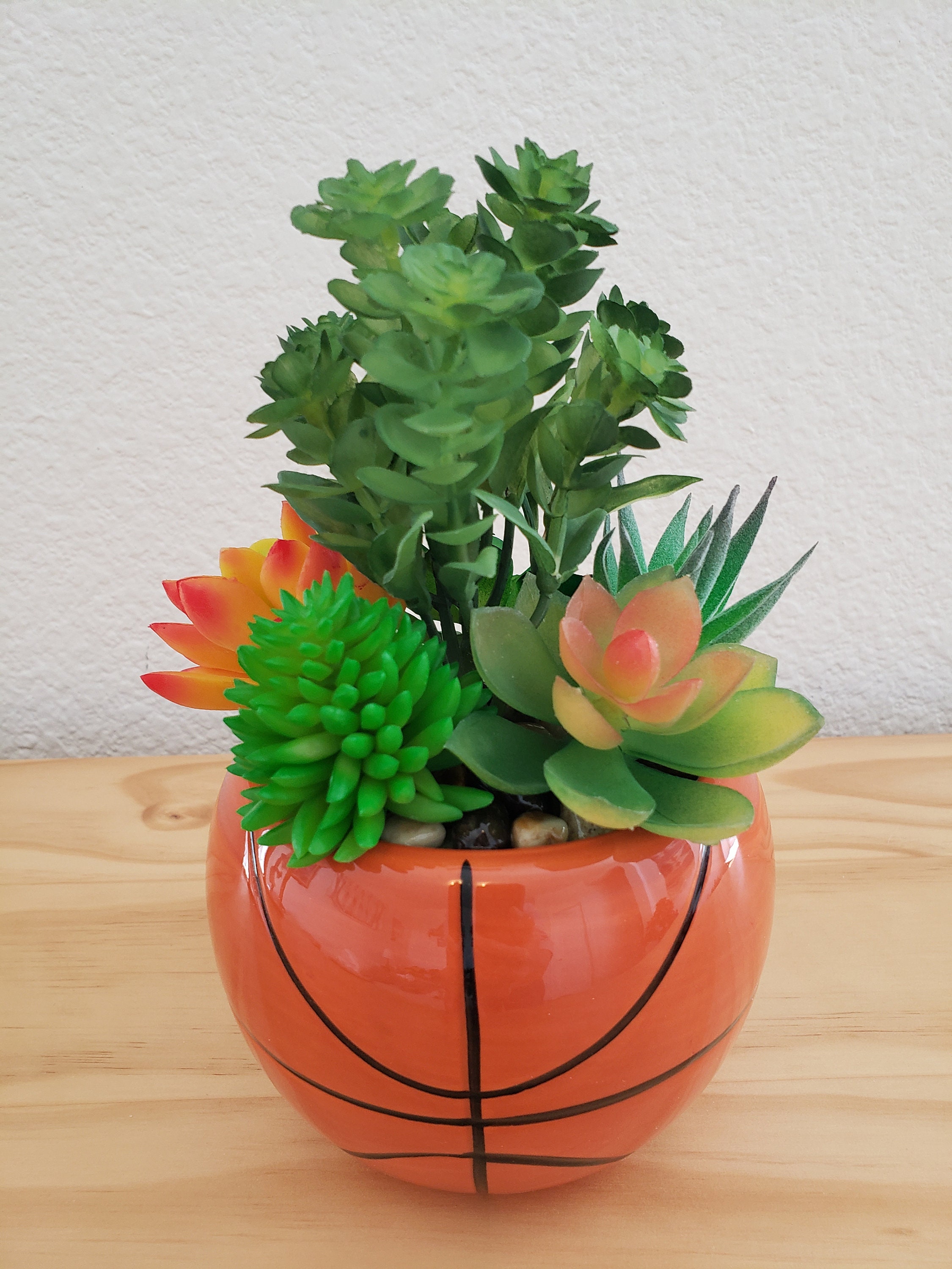 Basketball Artificial Succulent Arrangement, Basketball Centerpiece ...