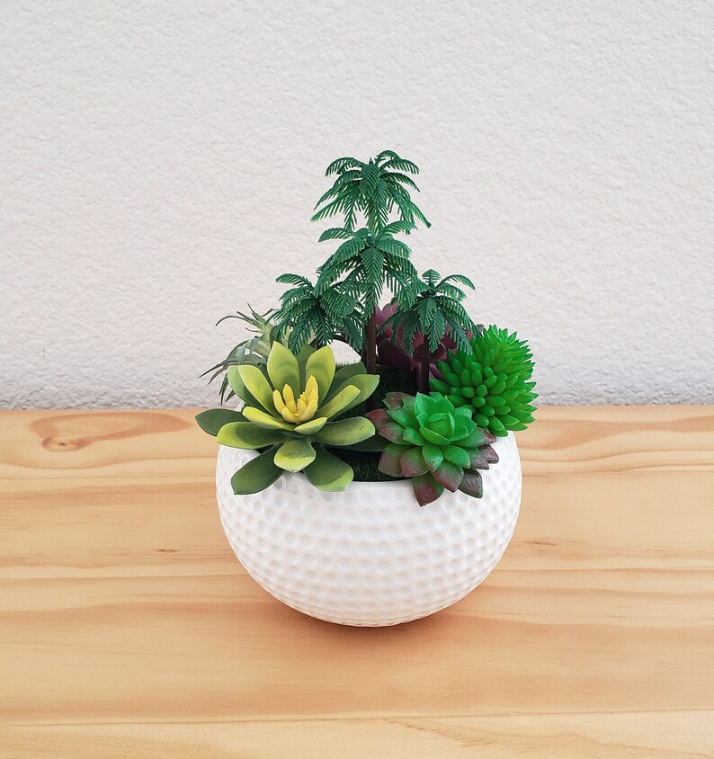 Golf Ball Ceramic Pot With Faux Succulents Golf Ball Planter - Etsy