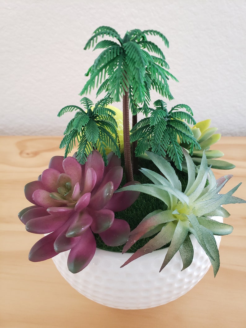 Golf Ball Ceramic Pot With Faux Succulents Golf Ball Planter - Etsy