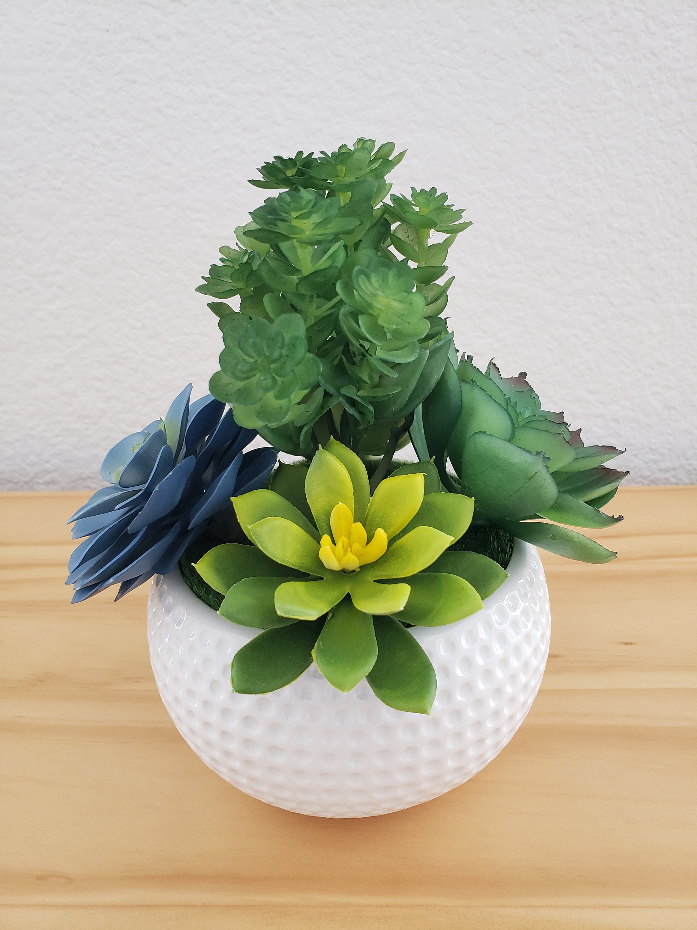 Golf Ball Artificial Succulent Arrangement, Golf Ball Planter, Golf ...