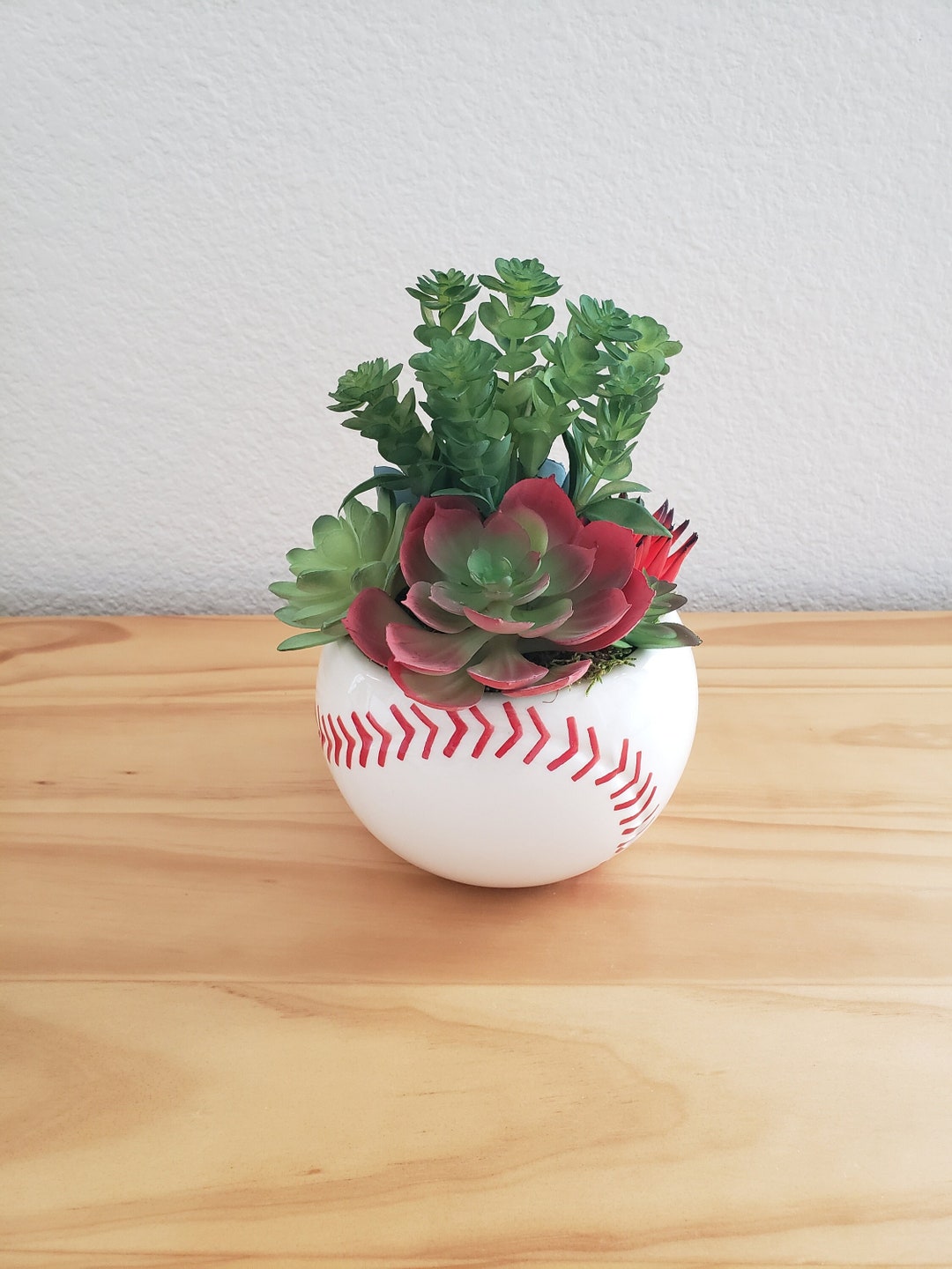 Baseball Artificial Succulent Arrangement, Baseball Gift, Baseball ...
