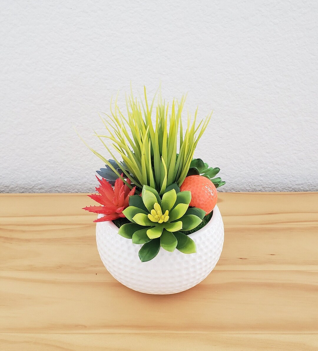 Golf Ball Artificial Succulent Arrangement, Golf Ball Planter, Golf ...