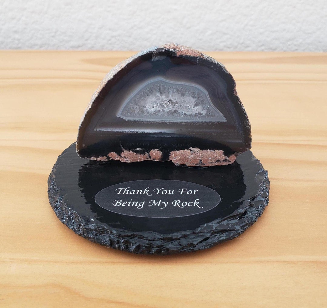 Polished Agate Half Geode, Displayed Agate Geode on Slate Base, Agate ...