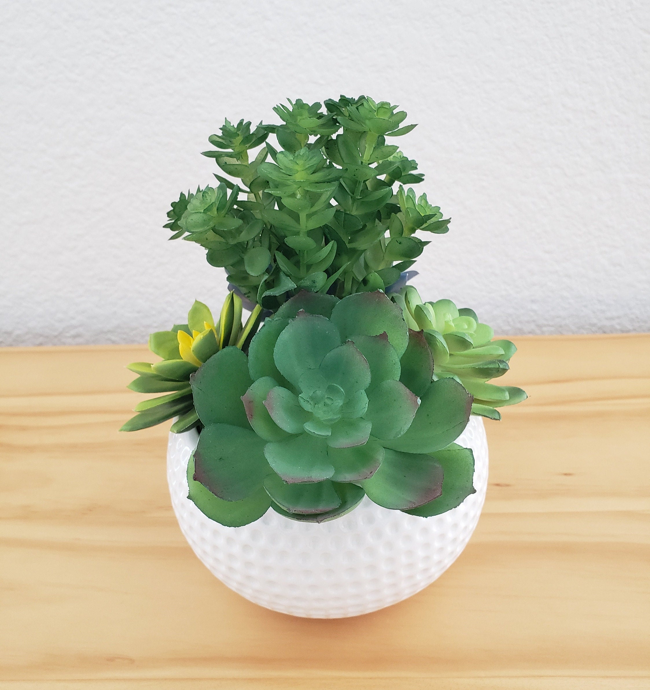 Golf Ball Artificial Succulent Arrangement, Golf Ball Planter, Golf ...