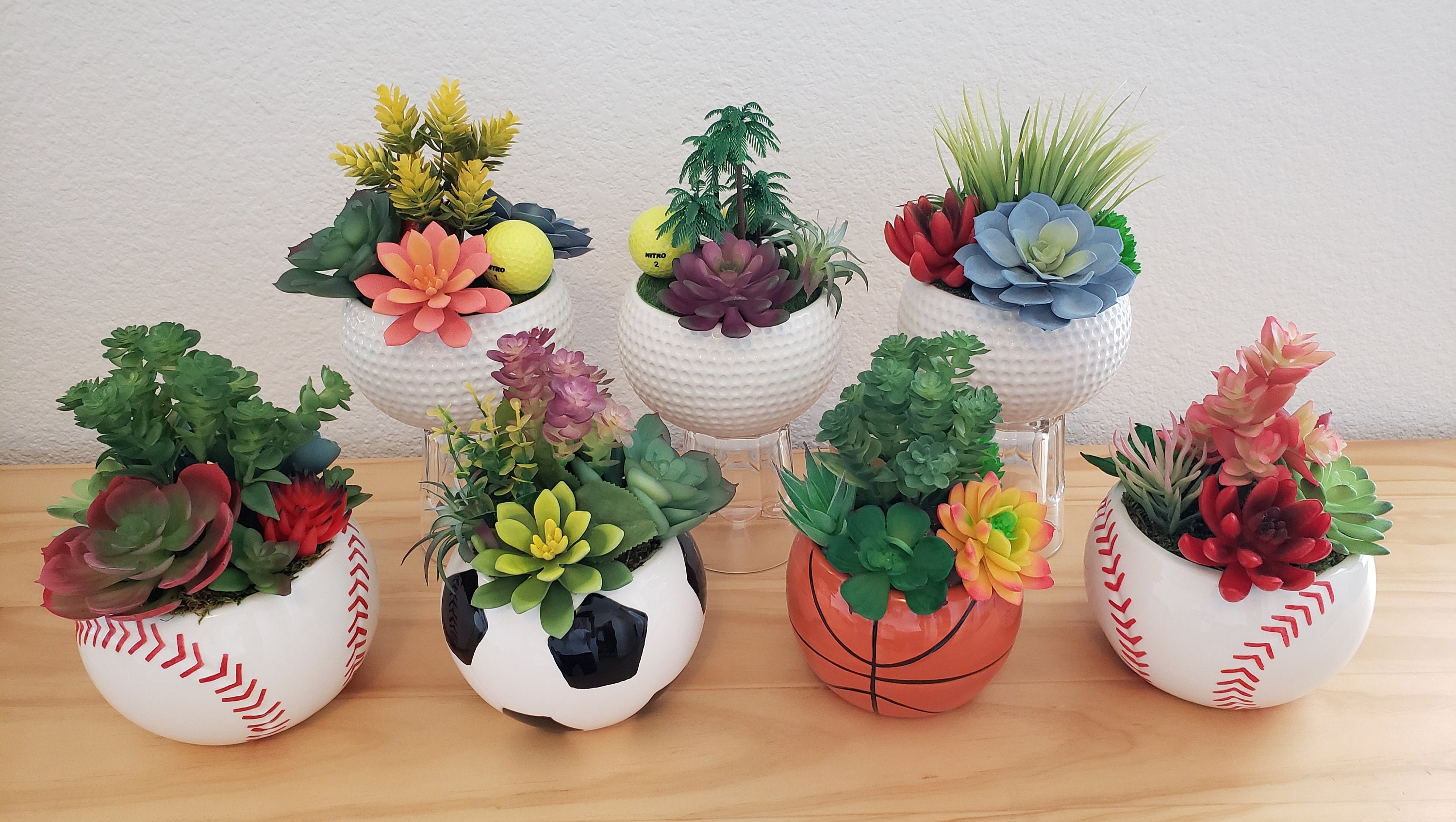Basketball Artificial Succulent Arrangement, Basketball Centerpiece ...