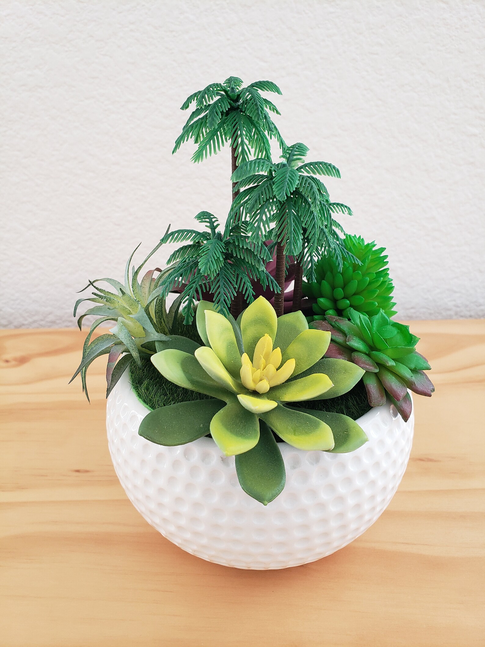 Golf Ball Ceramic Pot With Faux Succulents Golf Ball Planter - Etsy