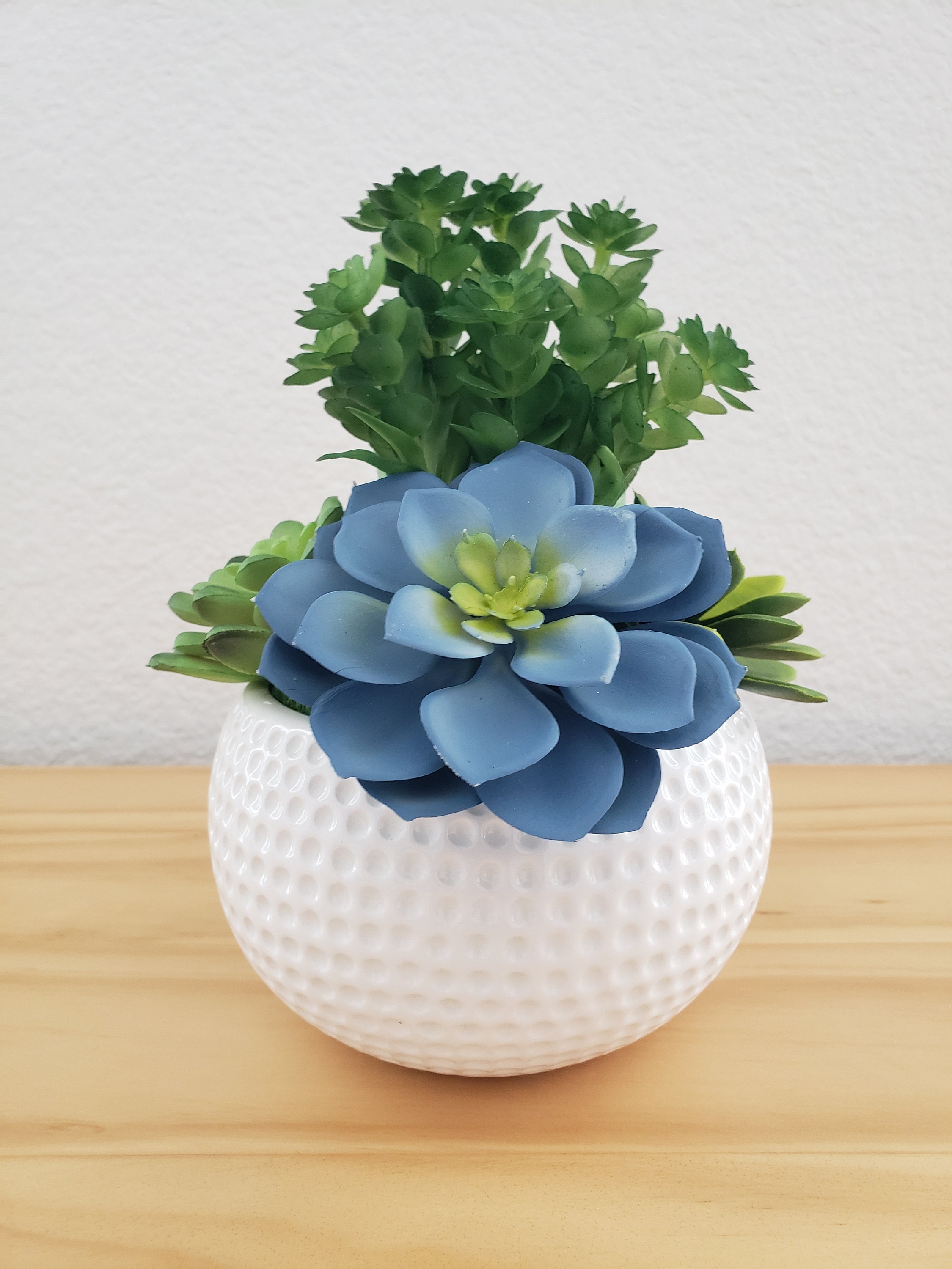 Golf Ball Artificial Succulent Arrangement, Golf Ball Planter, Golf ...