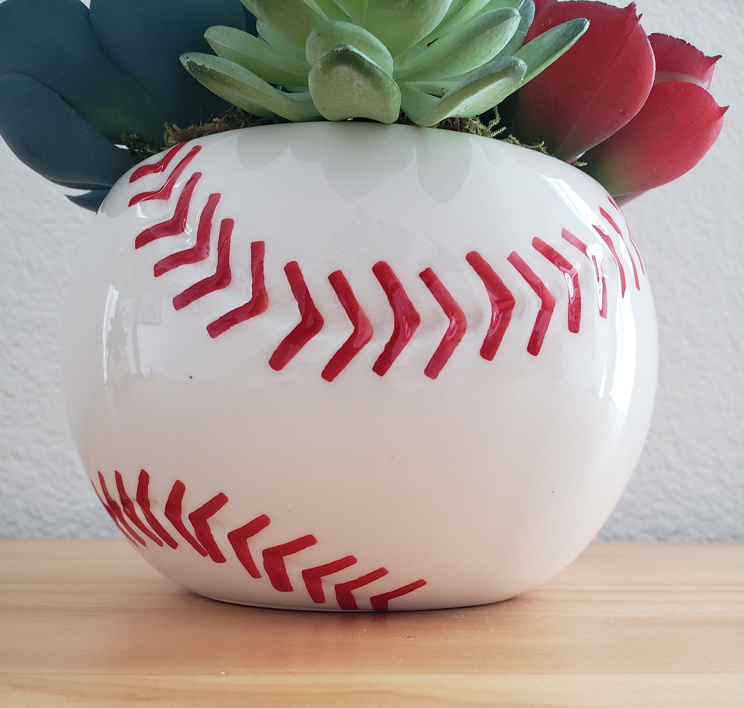 Baseball Artificial Succulent Arrangement, Baseball Gift, Baseball ...