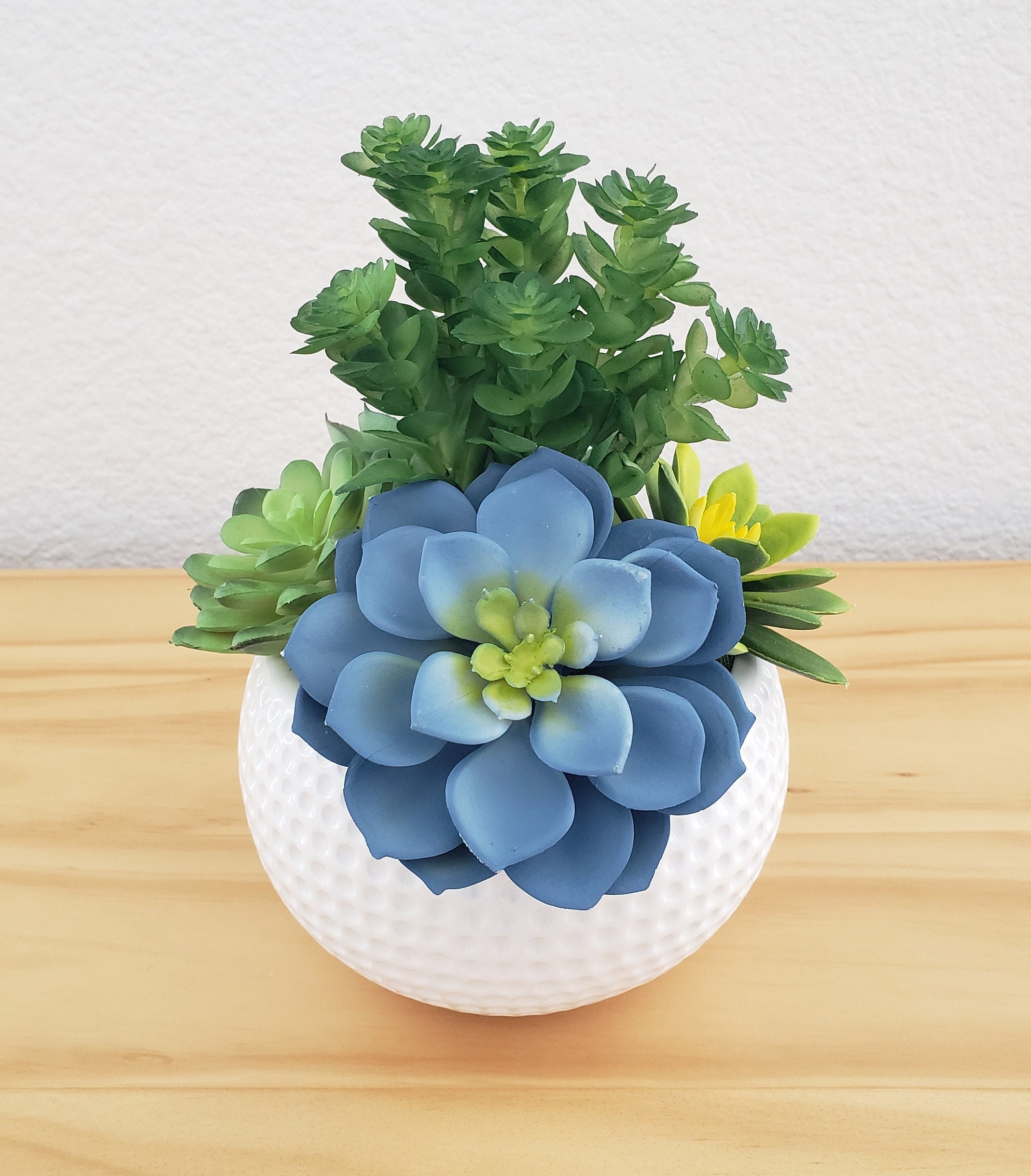 Golf Ball Artificial Succulent Arrangement, Golf Ball Planter, Golf ...