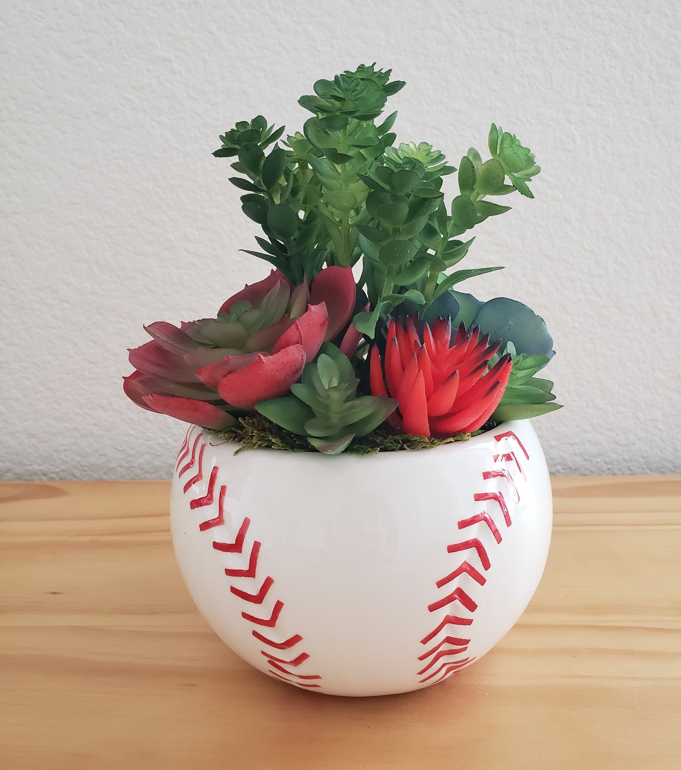 Baseball Artificial Succulent Arrangement, Baseball Gift, Baseball ...