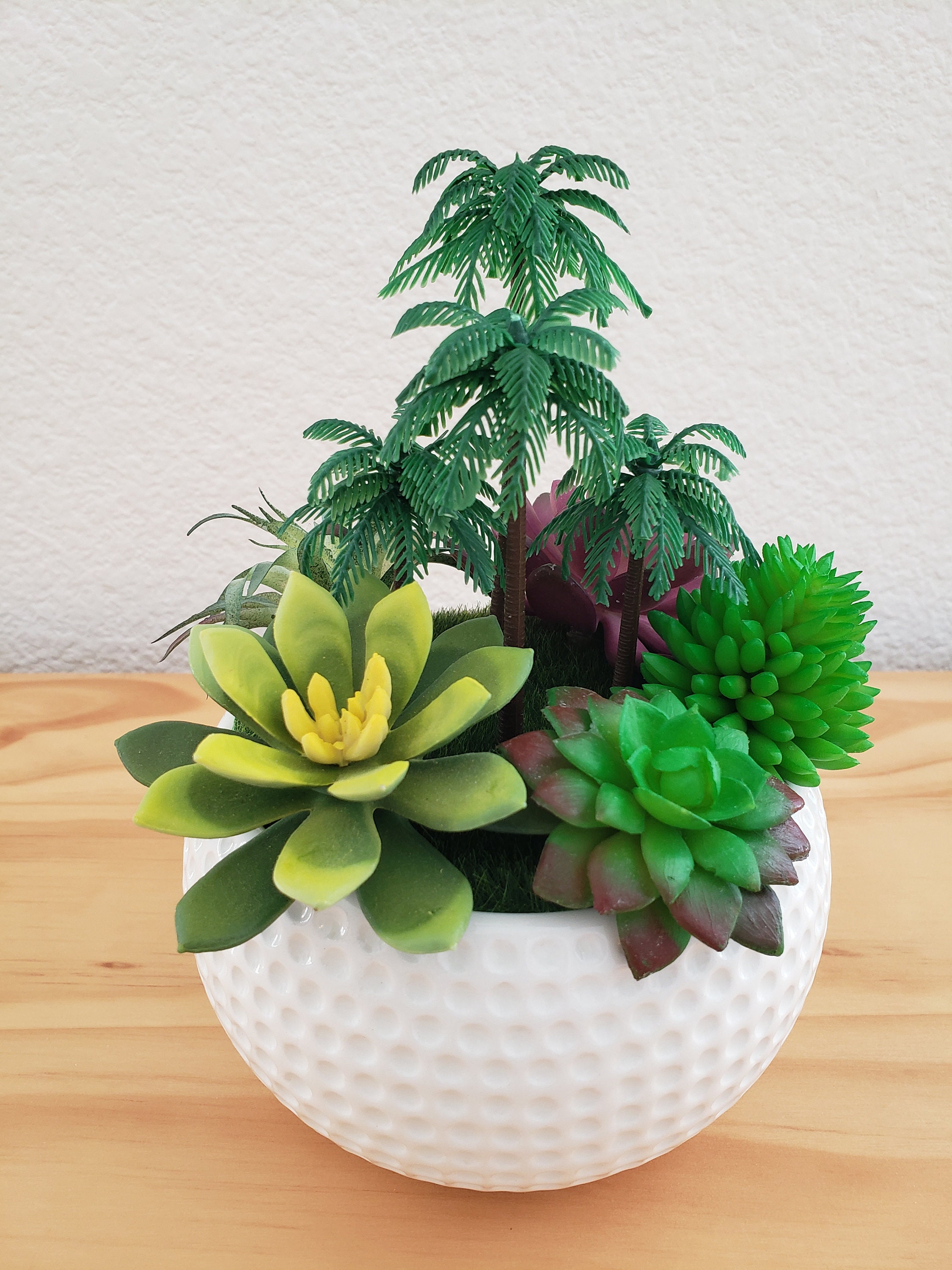 Golf Ball Ceramic Pot With Faux Succulents Golf Ball Planter - Etsy