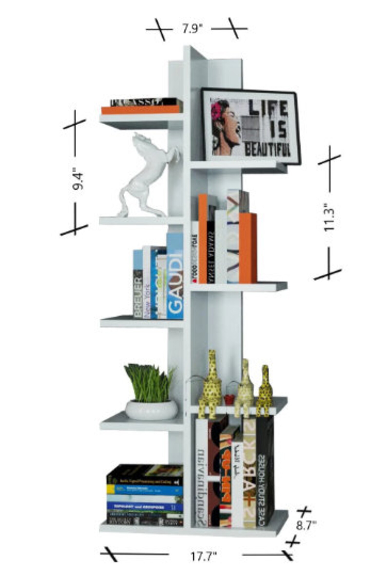 Modern Geometric Bookcase Bookshelf With 9 Shelves | Etsy