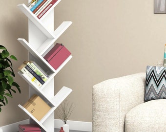 Modern Geometric Bookcase Bookshelf With 9 Shelves | Etsy