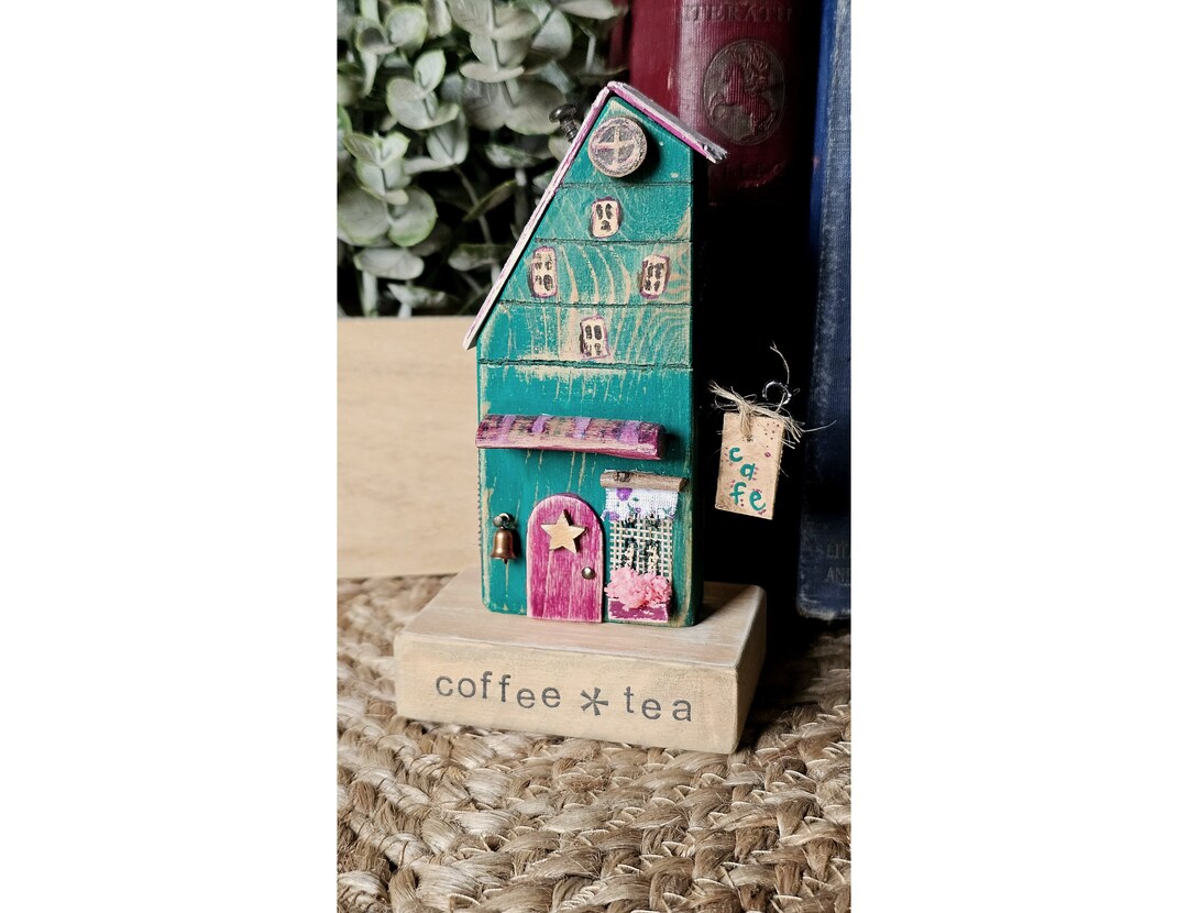 Handmade Wood Tiny House, Miniature Collectible House, Tiny Coffee ...