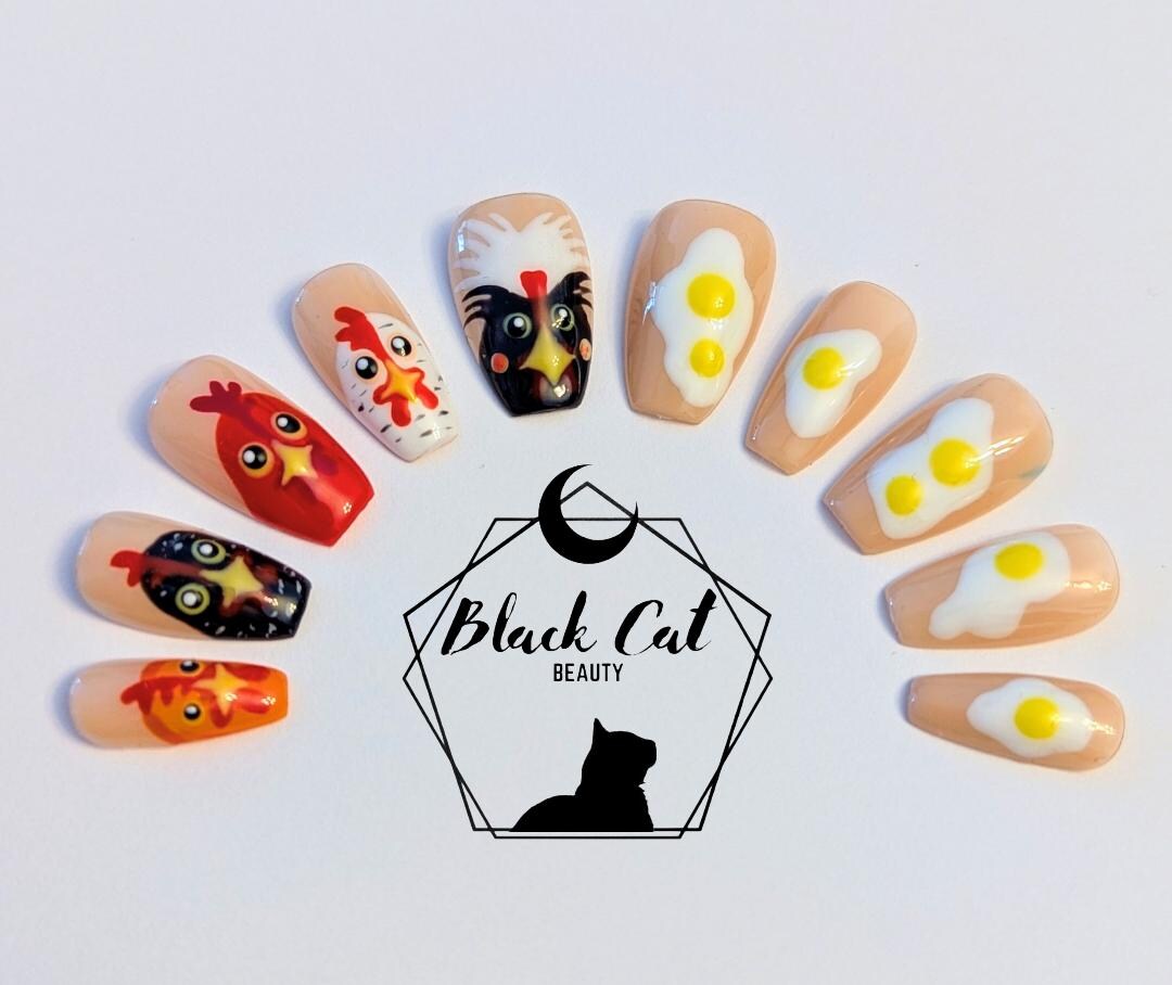 Press on Nails chickens Glue on Nails Luxury Nails Stick on Nails Fake ...