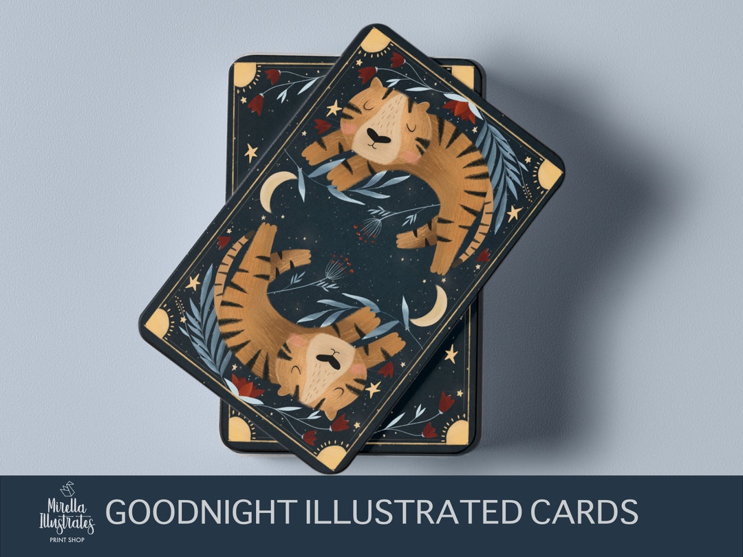 Illustrated Goodnight Cards for Kids Set of 20 Animal Cards With Rhymed ...