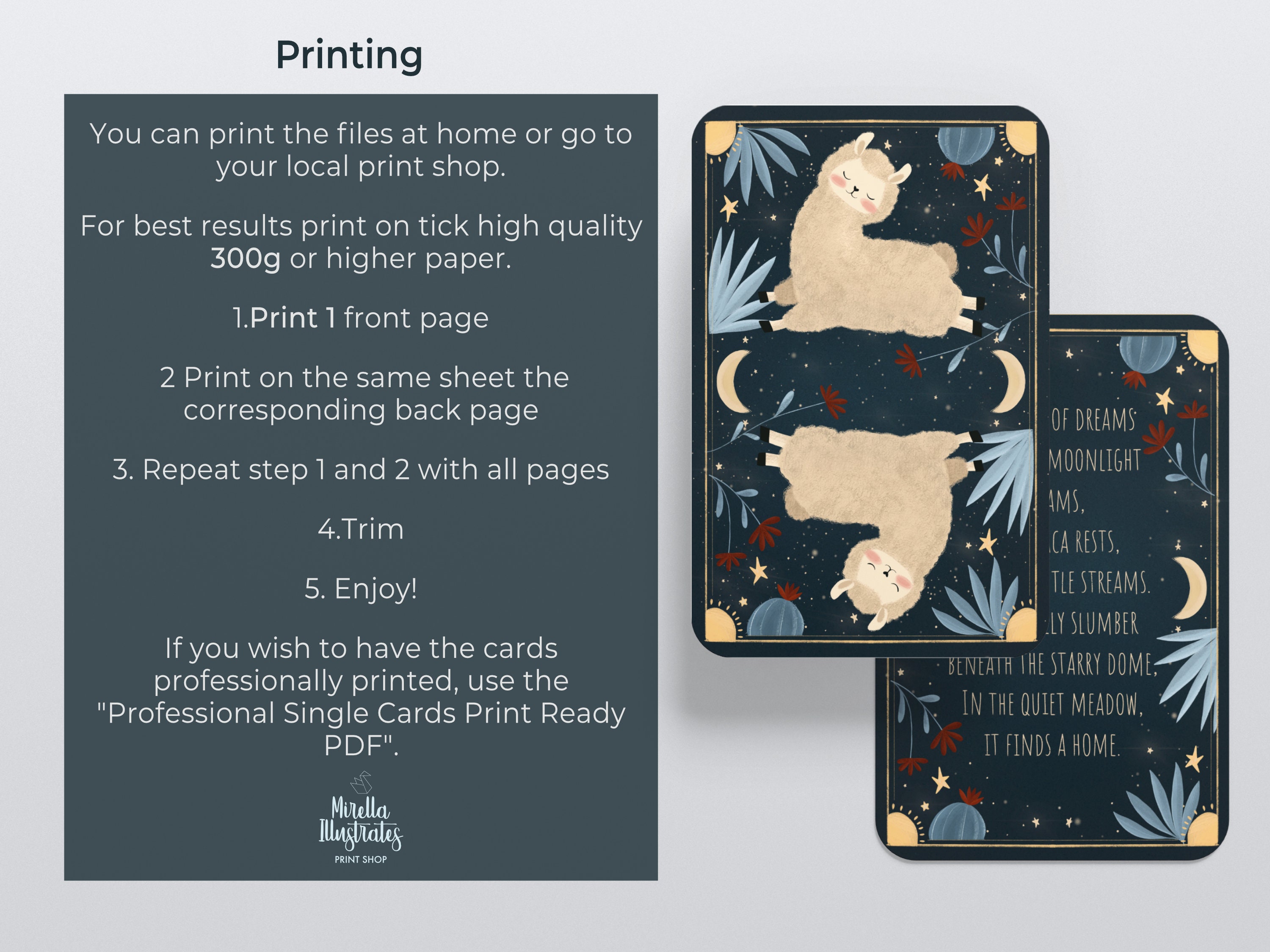 Printable Animal Bedtime Stories Cards, Set of 20illustrated Cards With ...