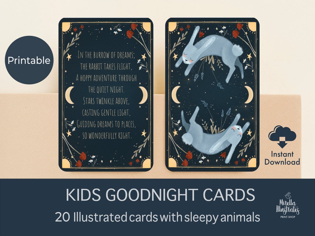 Printable Animal Bedtime Stories Cards, Set of 20illustrated Cards With ...