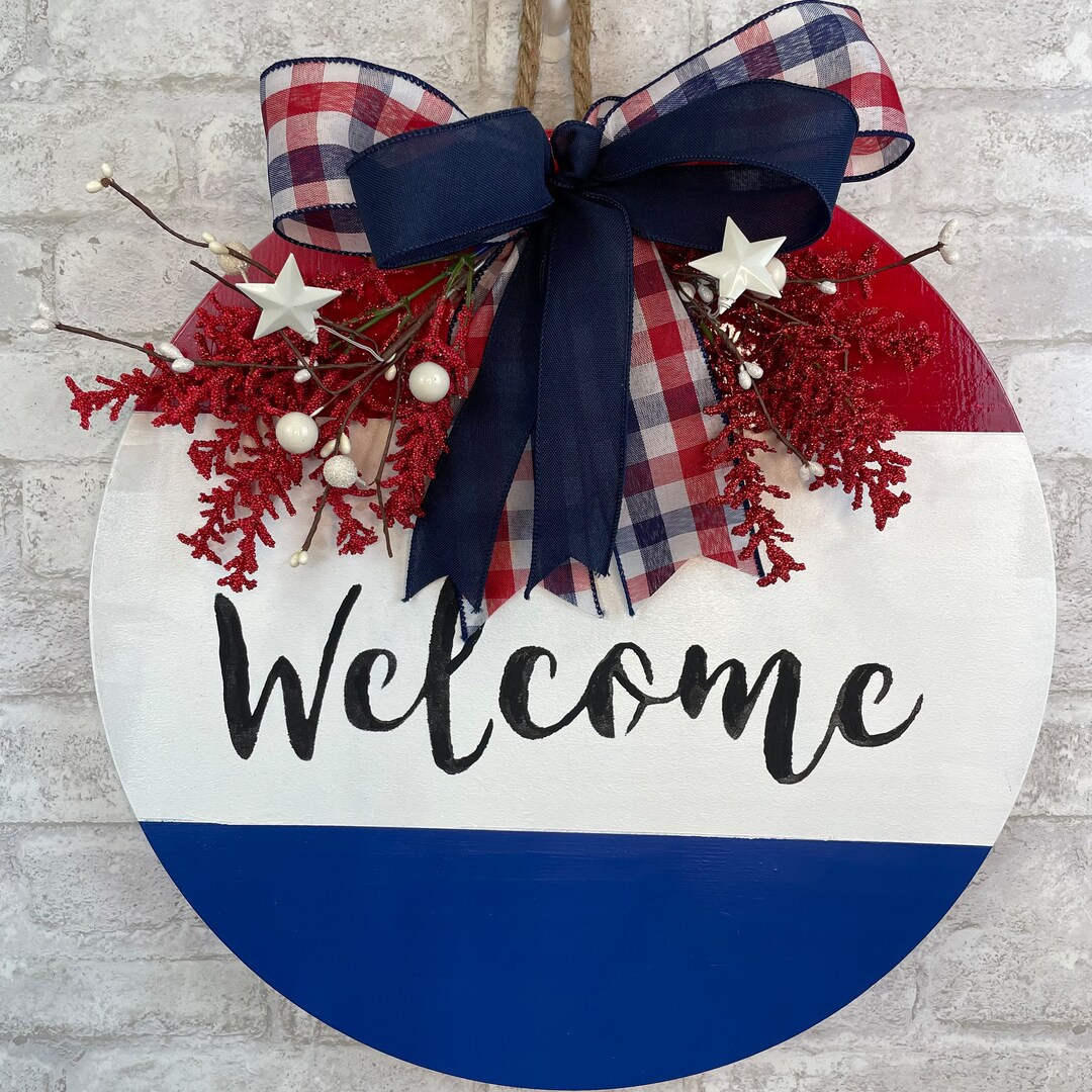 Welcome Memorial Day, Front Door Round, Front Porch Sign, Year Round ...