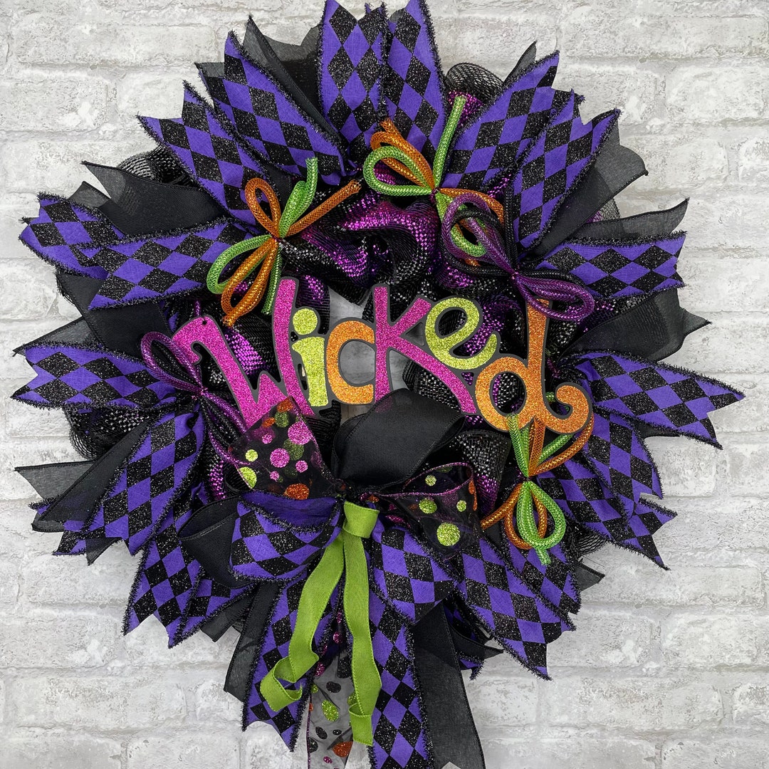Halloween Wreath, Wicked Deco Mesh Wreath, Pancake Wreath, Haunted ...