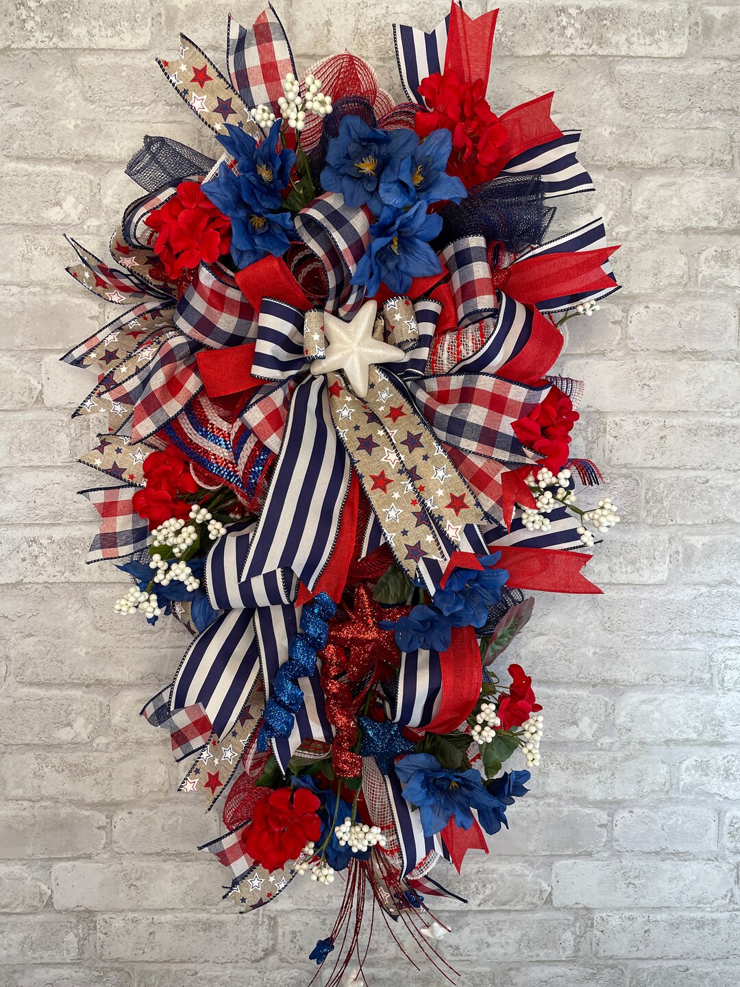 Large Red, White, and Blue Swag, Patriotic Swag, 4th of July Decor ...