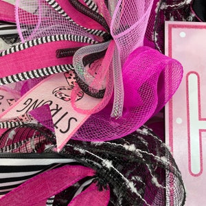 Large Breast Cancer Deco Mesh Wreath, Hope Pink and Black Awareness ...