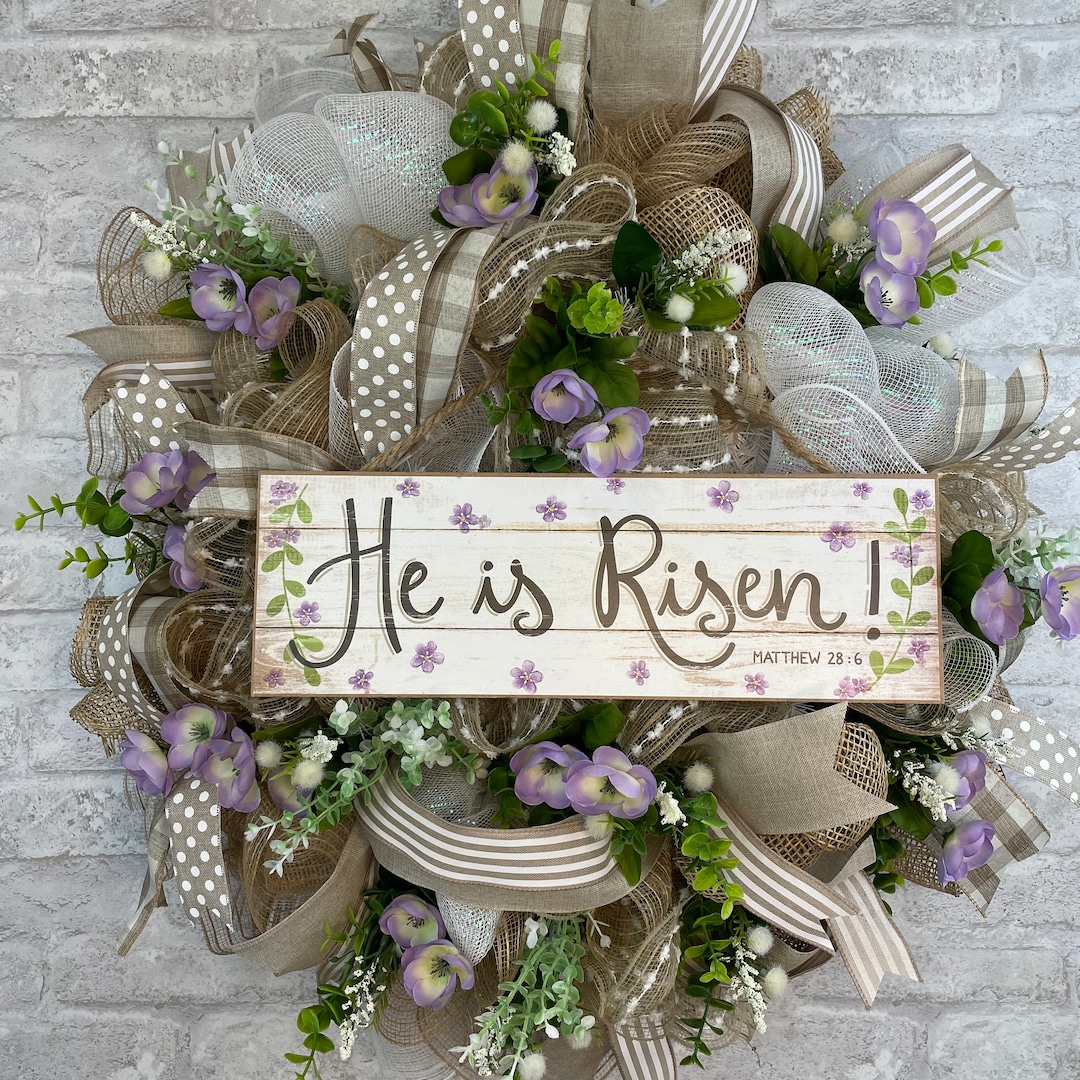 Religious Wreath, Easter Front Door Wreath, Spiritual Decor, Spring ...