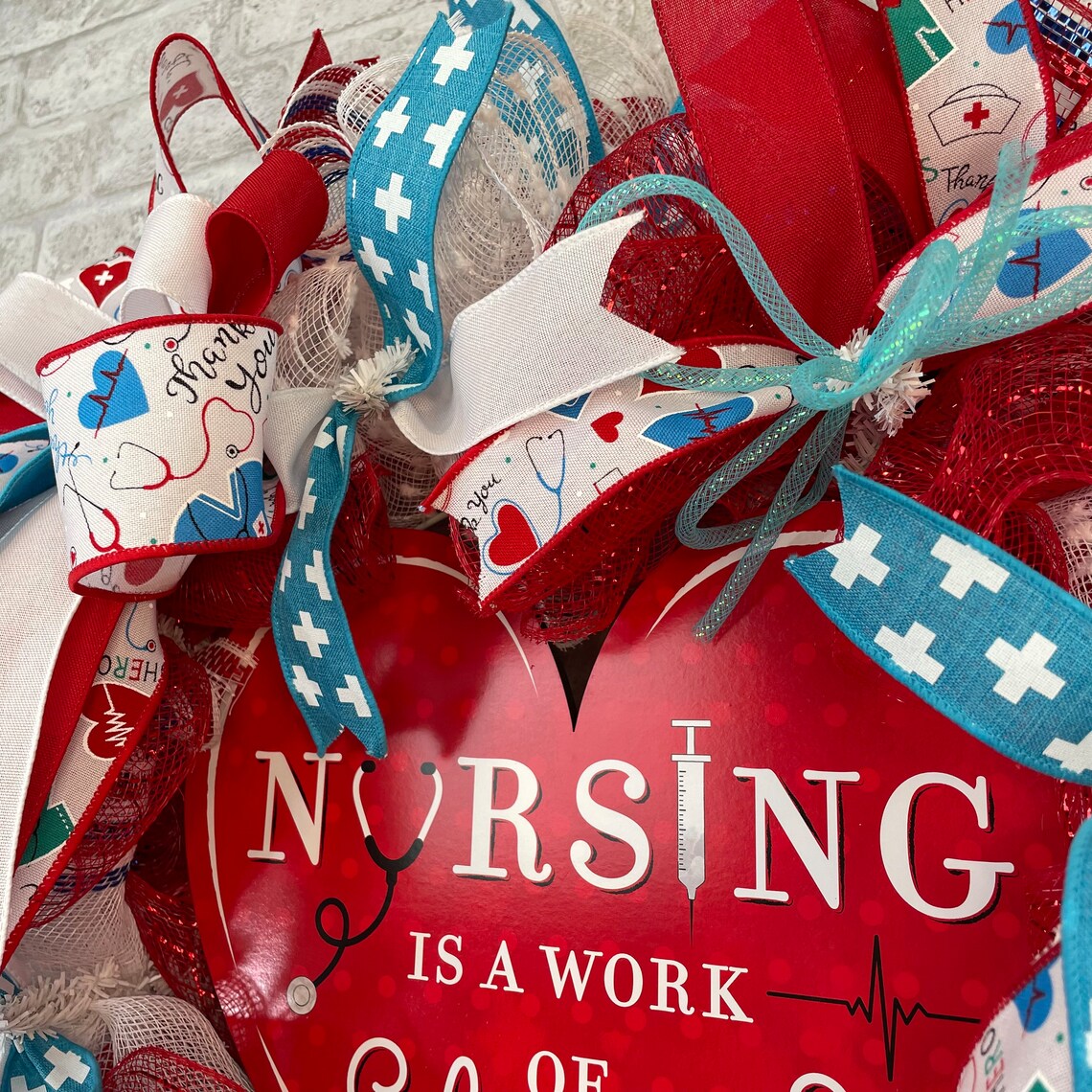 Nursing Wreath, Nurse Deco Mesh Wreath, Healthcare Wreath, Nurses Week ...