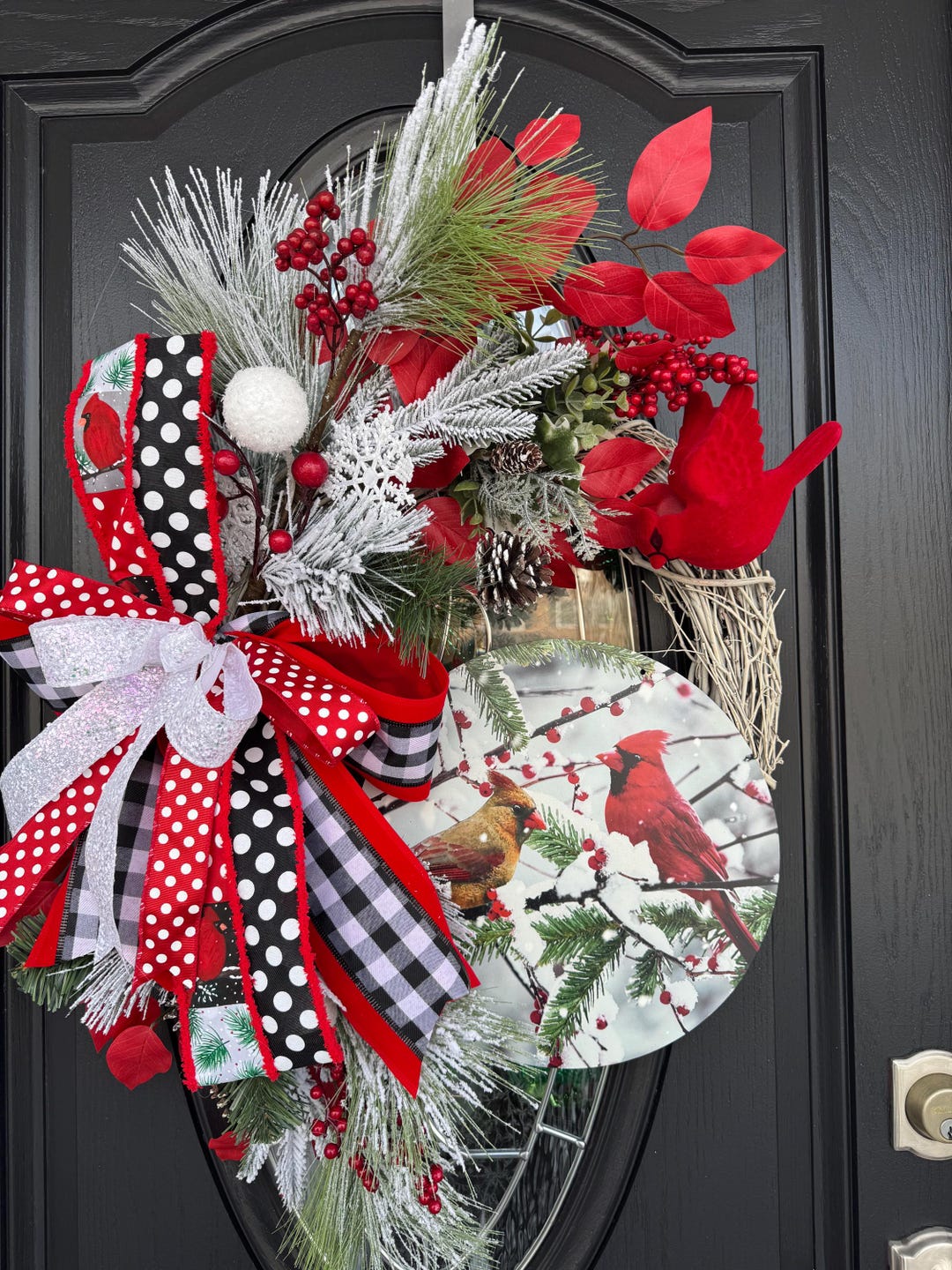 Cardinal Welcome Wreath, Winter Grapevine Front Door Wreath, Cardinal ...