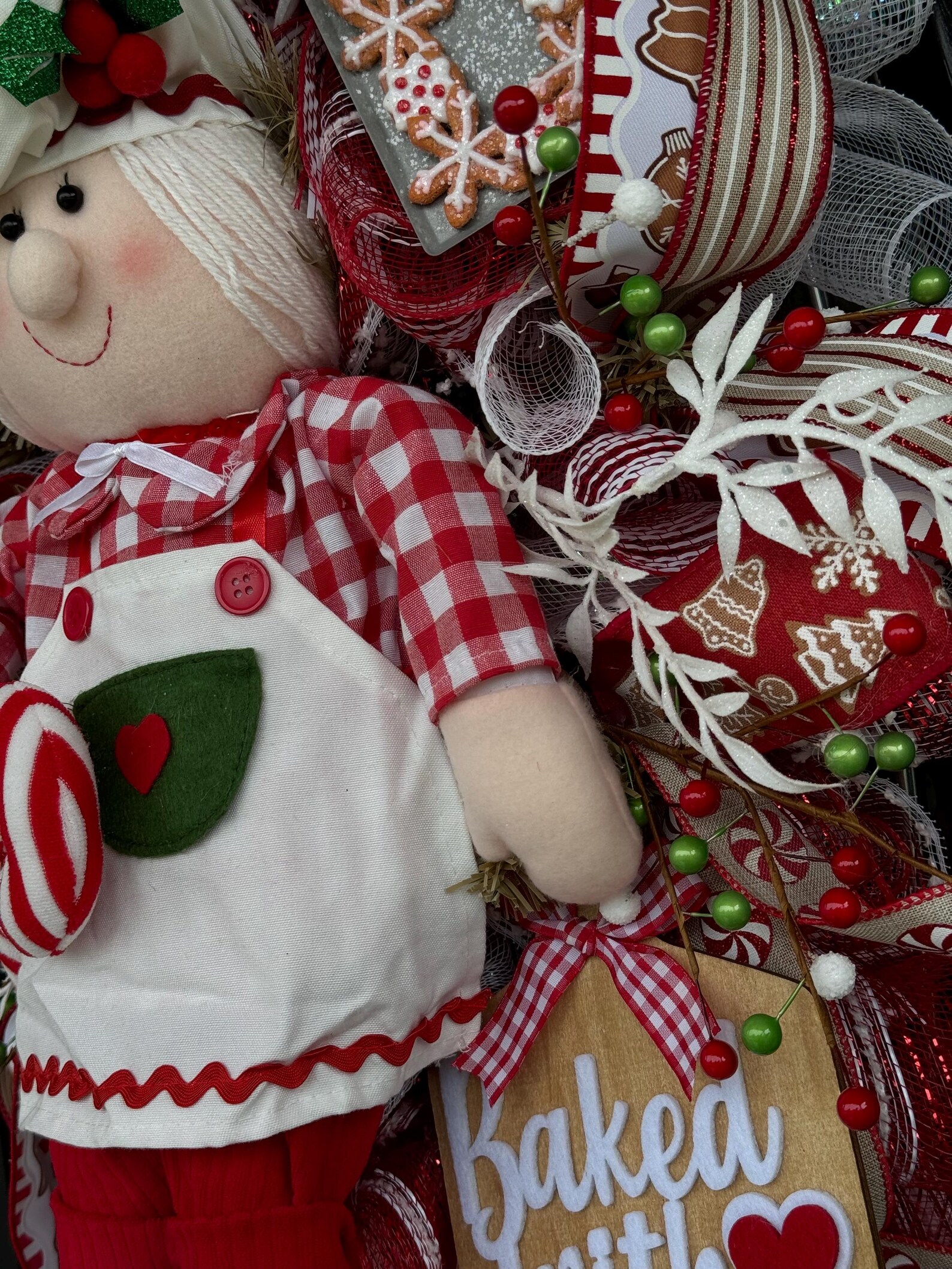 Large Gingerbread Swag, Gingerbread Deco Mesh Front Door Wreath, Gingie ...