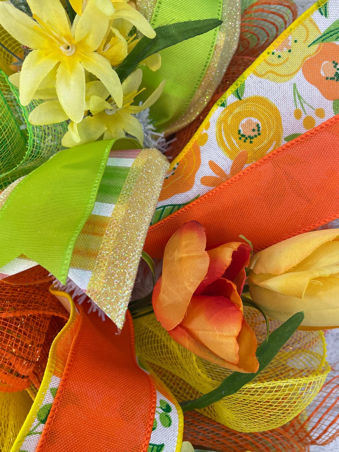 Large Spring Swag, Easter Deco Mesh Swag, Front Door Easter Bunny Deco ...