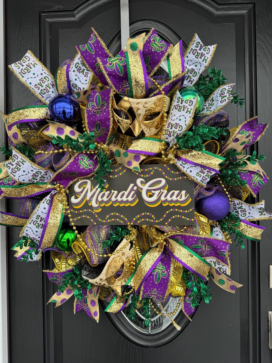 Large Mardi Gras Wreath, Fat Tuesday Decor, Louisiana Party Decor ...