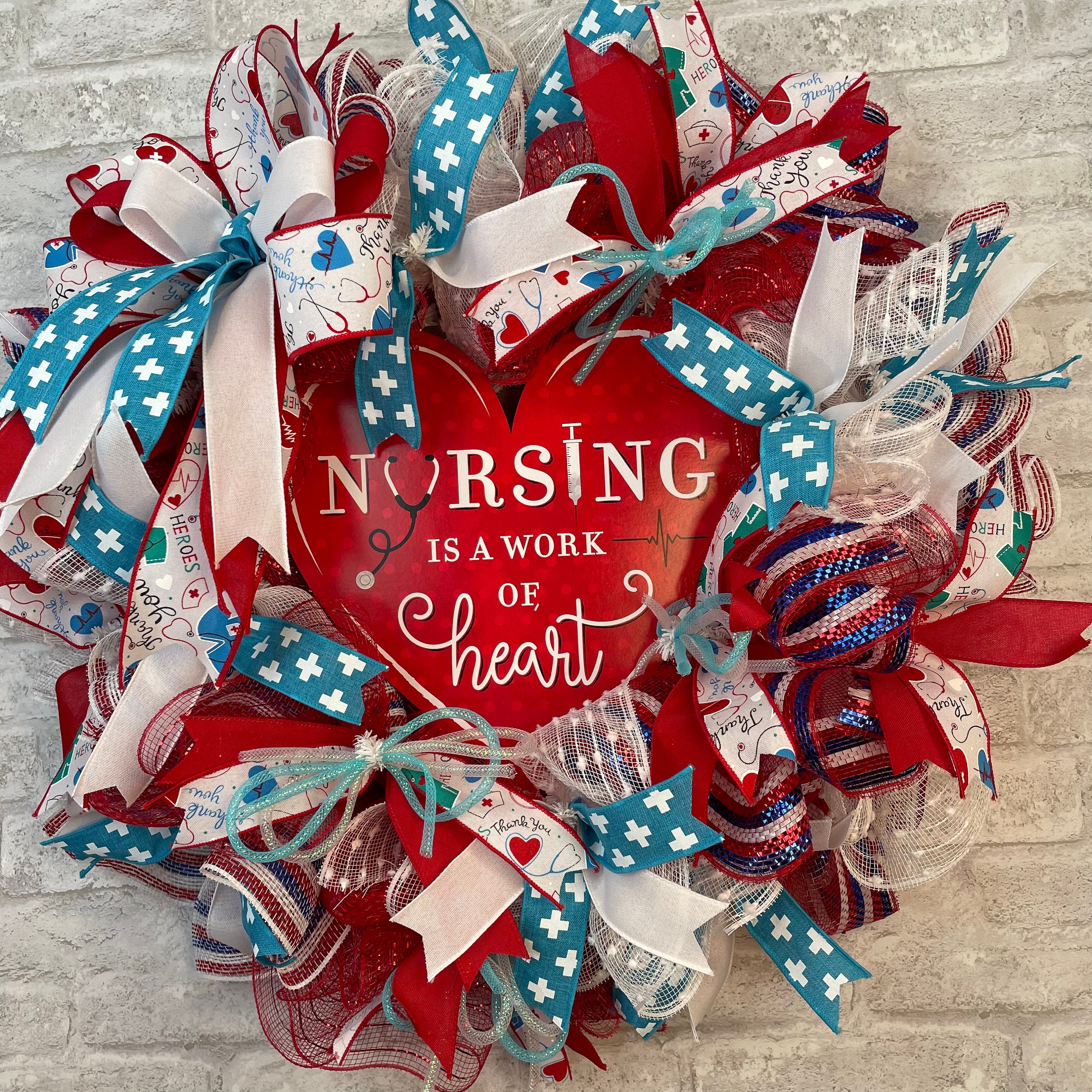 Nursing Wreath, Nurse Deco Mesh Wreath, Healthcare Wreath, Nurses Week ...