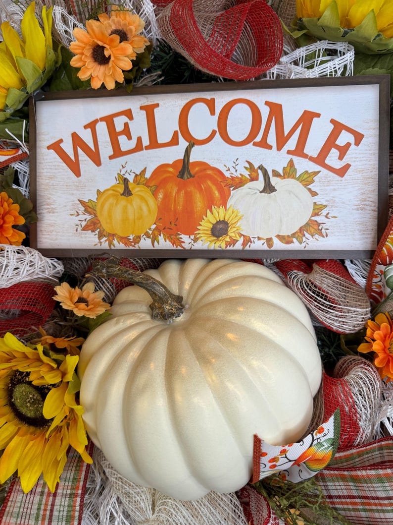 Welcome Fall Wreath, Pumpkin Decor, Deco Mesh Fall Wreath, Autumn Decor ...