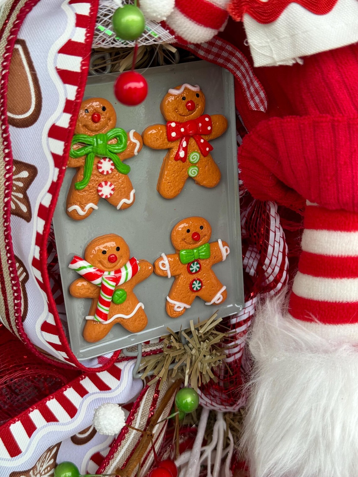 Large Gingerbread Swag, Gingerbread Deco Mesh Front Door Wreath, Gingie ...