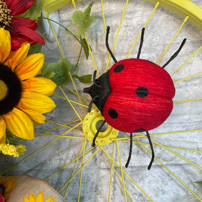 Spring Sunflower Door Hanger Summer Ladybug Bicycle Wheel - Etsy