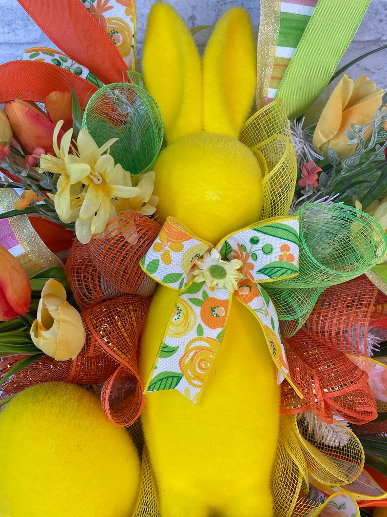 Large Spring Swag, Easter Deco Mesh Swag, Front Door Easter Bunny Deco ...