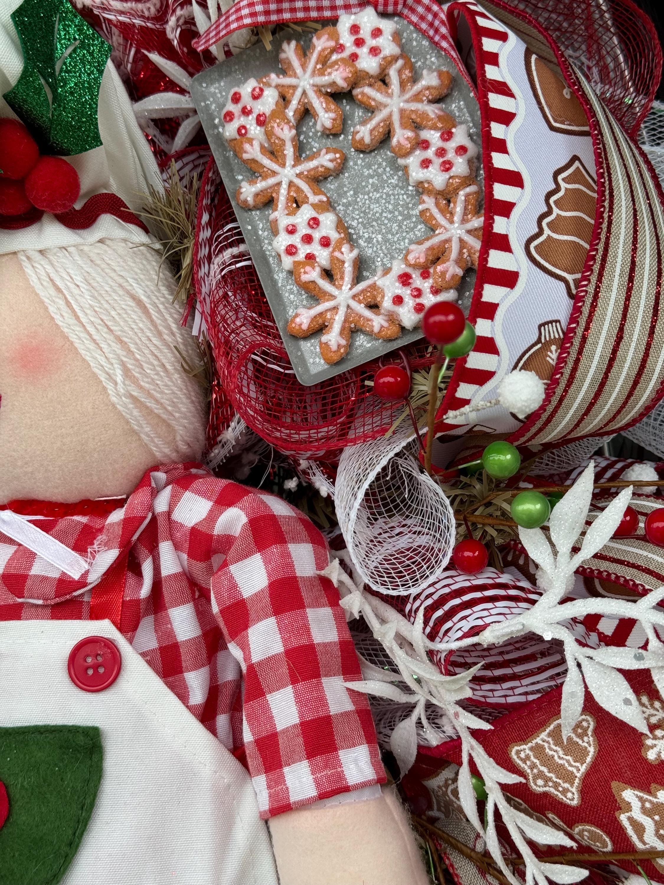 Large Gingerbread Swag, Gingerbread Deco Mesh Front Door Wreath, Gingie ...