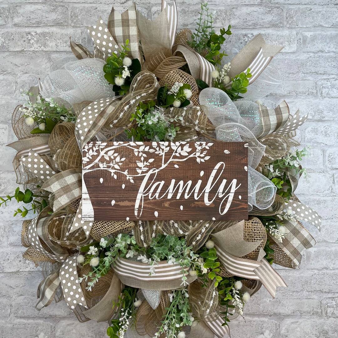 Everyday Wreath, Family Year Round Decor, Deco Mesh Front Door Wreath ...