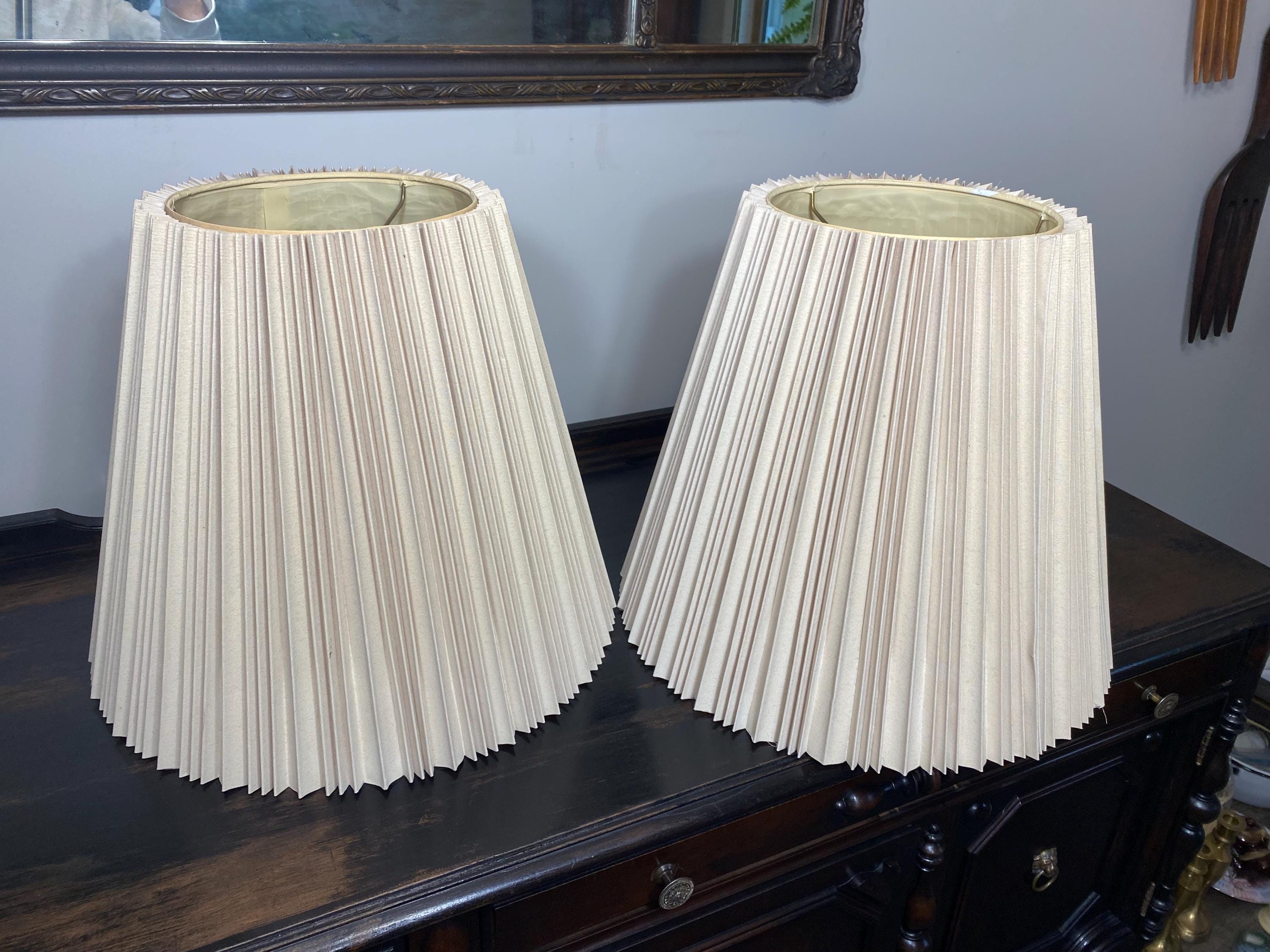 Vintage Stiffel Lamp Shades Pair: Tan Linen, Tailored Pleats - Etsy
