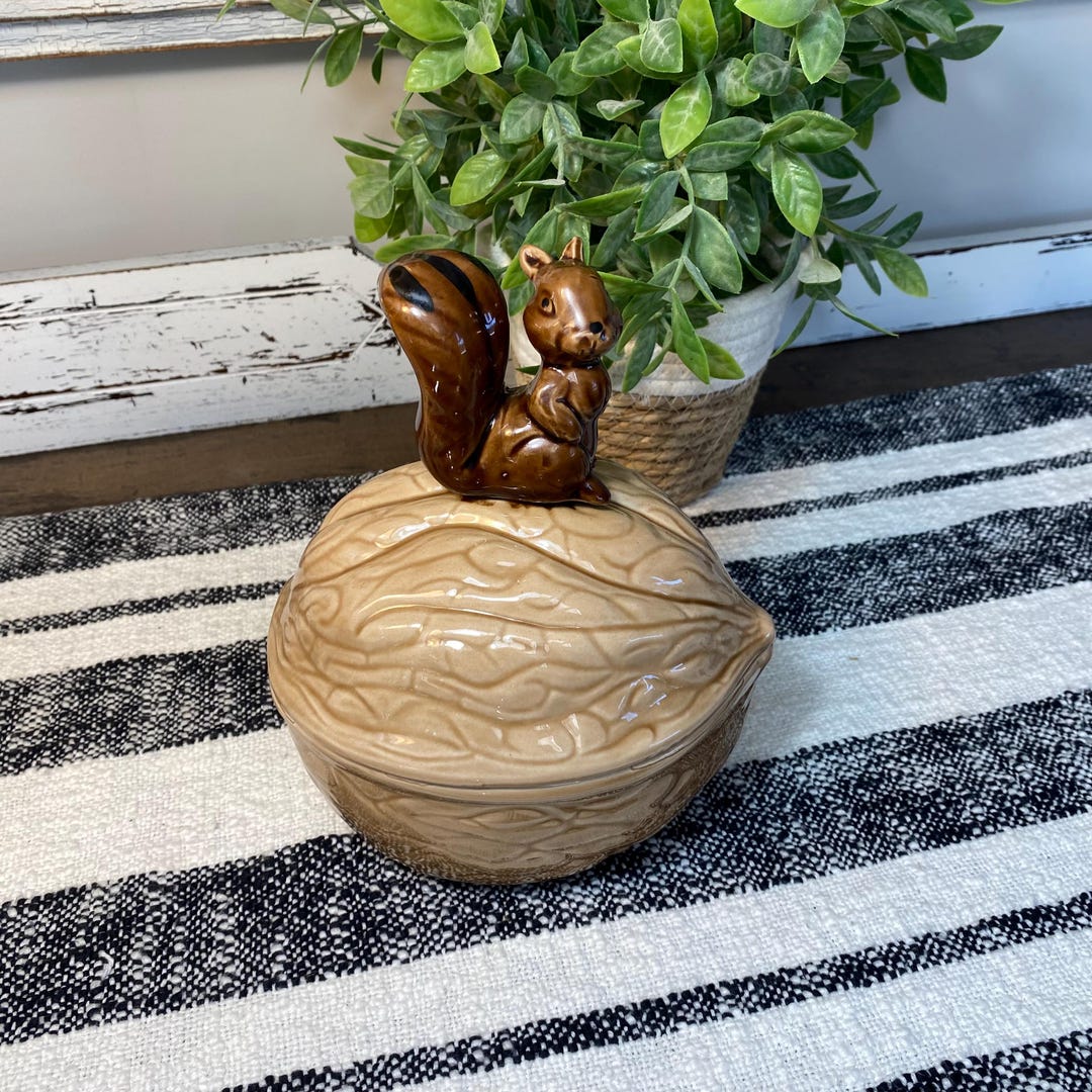 Vintage Ceramic Squirrel Candy Dish Walnut Shaped - Etsy