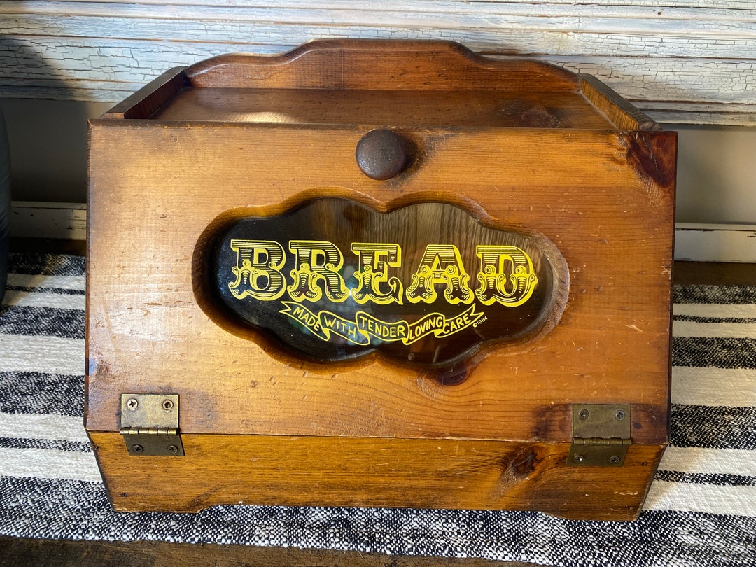 Vintage Wood Bread Box - Etsy