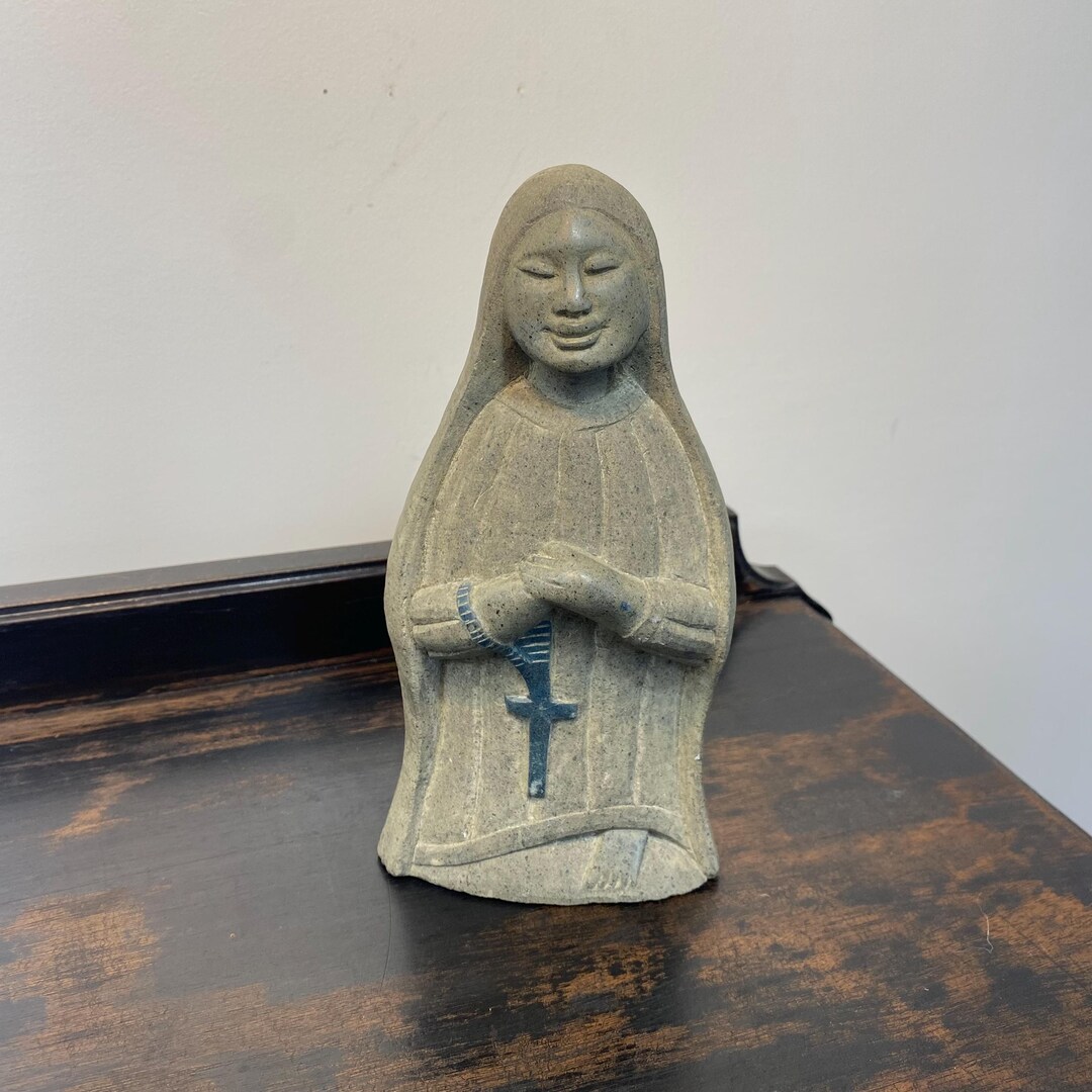 Hand Carved Stone Praying Woman - Etsy