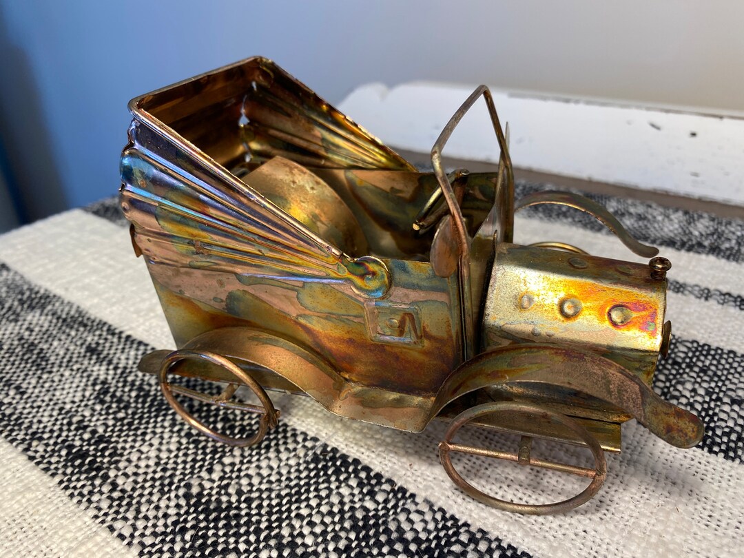 Vintage Copper Tin Metal Musical Car - Etsy