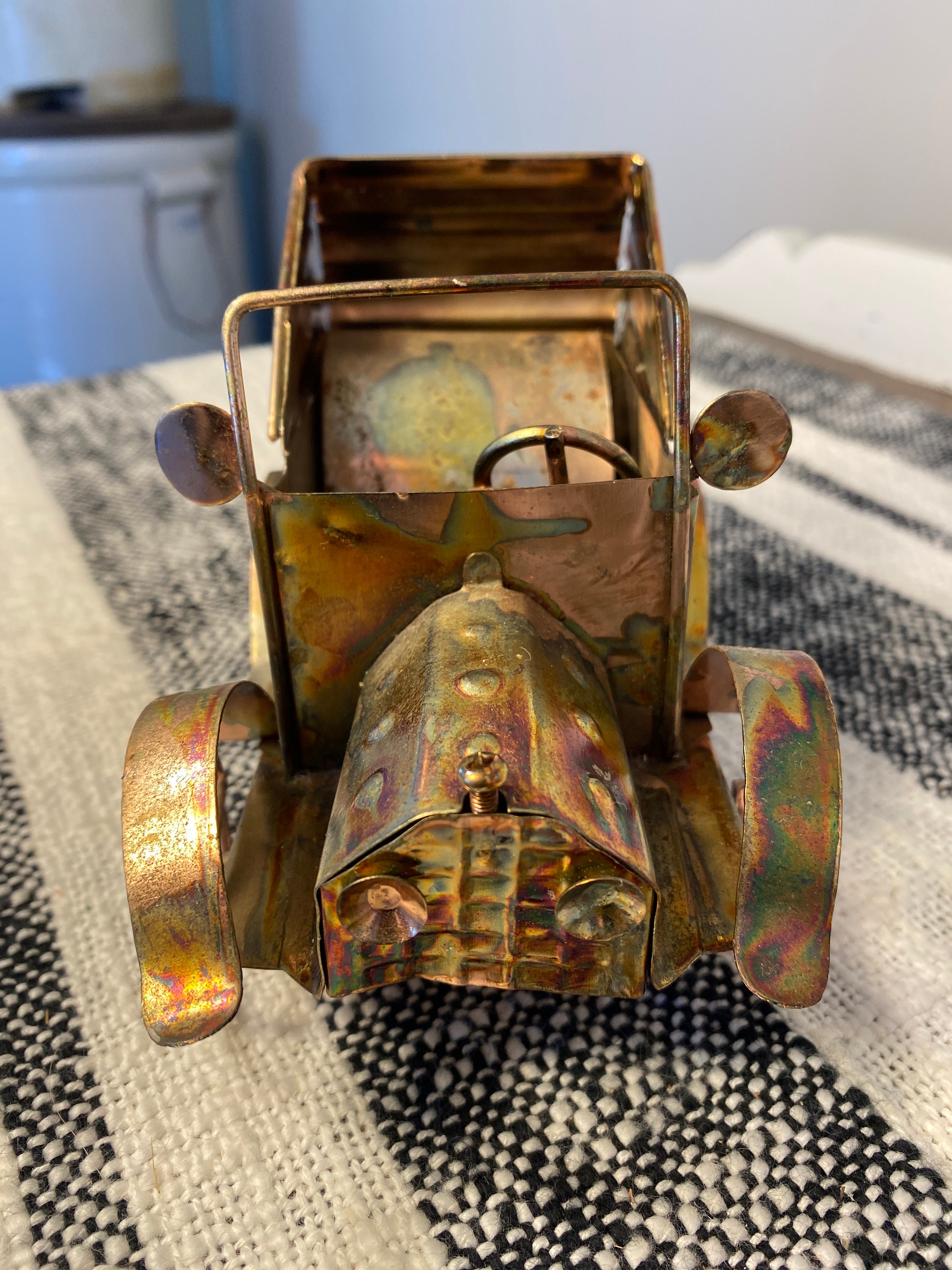 Vintage Copper Tin Metal Musical Car | Etsy