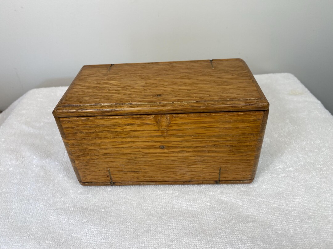 Vintage 1800s Wood Hinged Puzzle Box Sewing Box With Sewing Machine ...