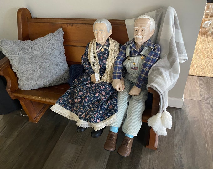 Vintage 1993 34” William Wallace Jr Grandma and Grandpa Porcelain Dolls ...